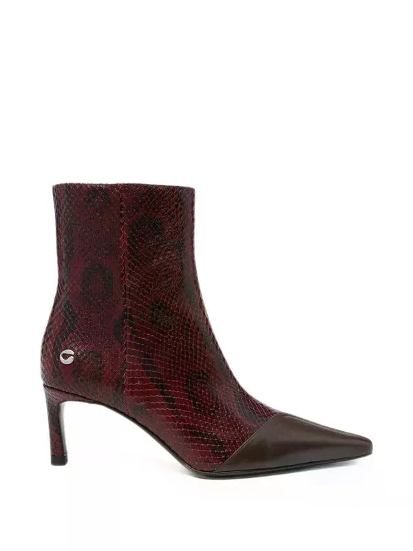 Coperni Snake-effect Leather Boots - Red