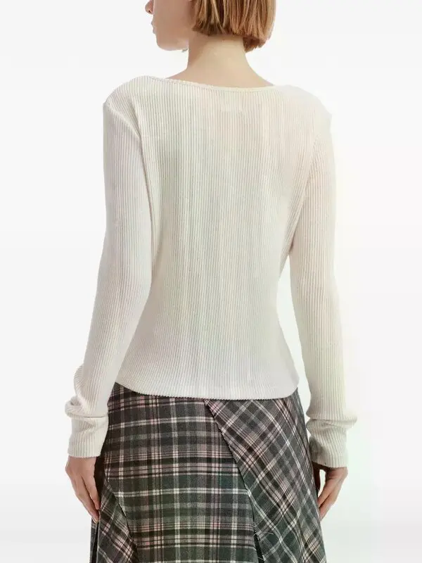 B+AB Bow-detail Ribbed-knit T-shirt