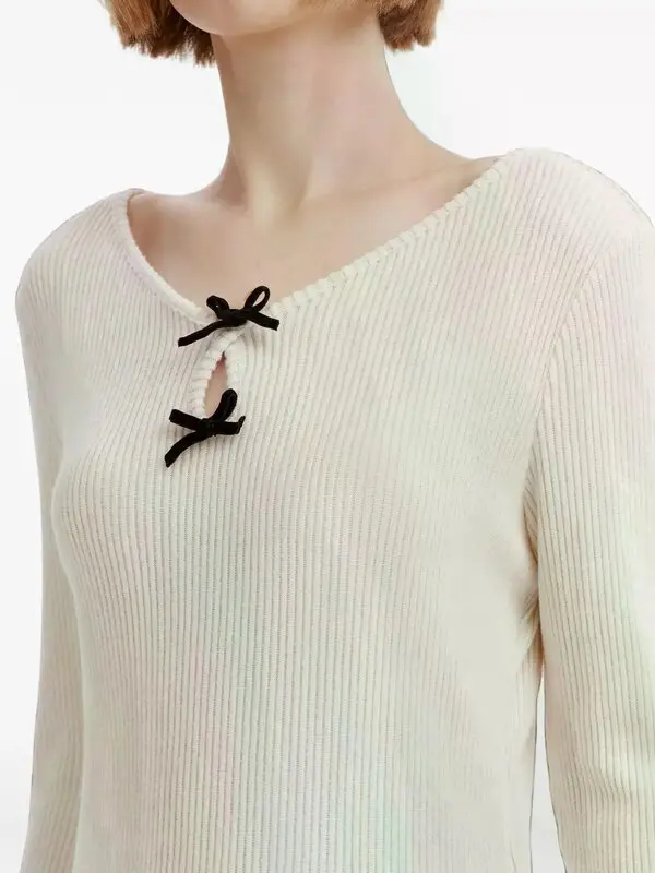 B+AB Bow-detail Ribbed-knit T-shirt
