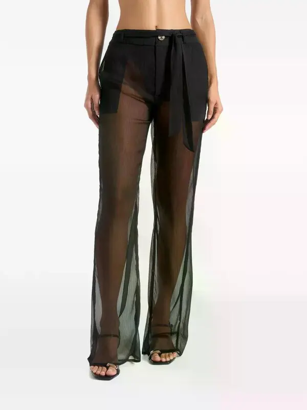 Manière De Voir Sheer Belted Trousers - Black