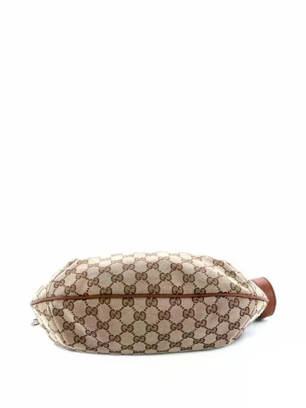 Gucci Saddle Zip Messenger Bag Gg Canvas With Leather Medium Crossbody Bag