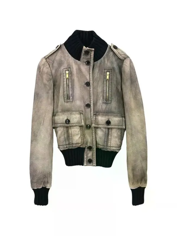 Gucci 2000s Madonna Leather Bomber Jacket - Grey