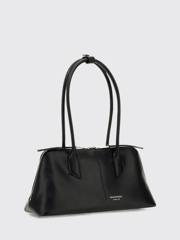 Emporio Armani Smooth Bovine Leather Shoulder Bag With Double Handle