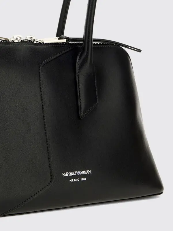 Emporio Armani Smooth Bovine Leather Shoulder Bag With Double Handle