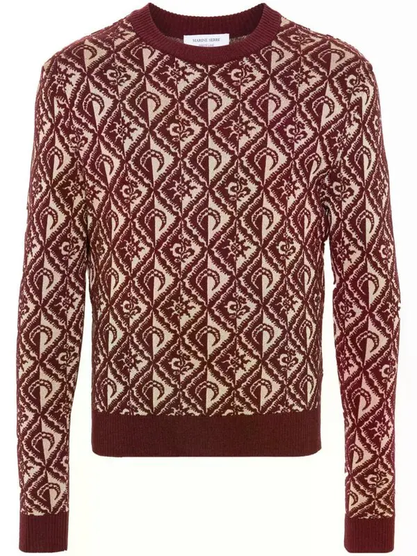 MARINE SERRE Patterned-jacquard Wool-blend Jumper