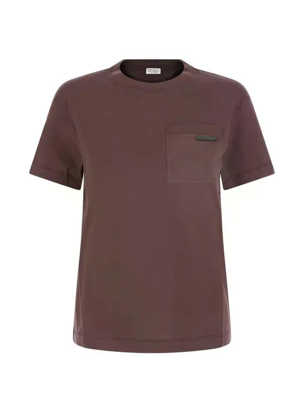Brunello Cucinelli Monili-embellished Pocket T-shirt - Brown