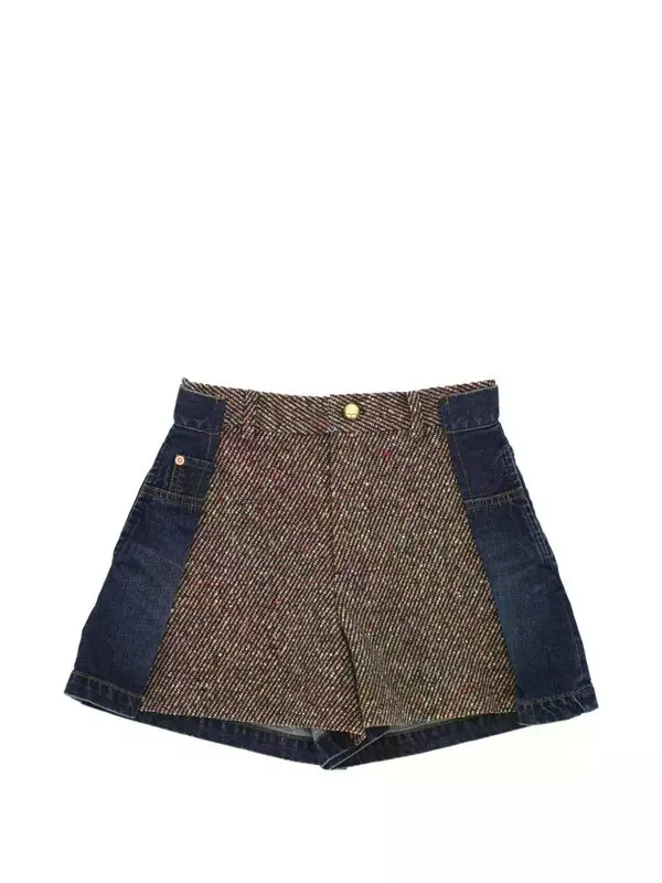 Sacai Panelled Denim Shorts - Neutrals