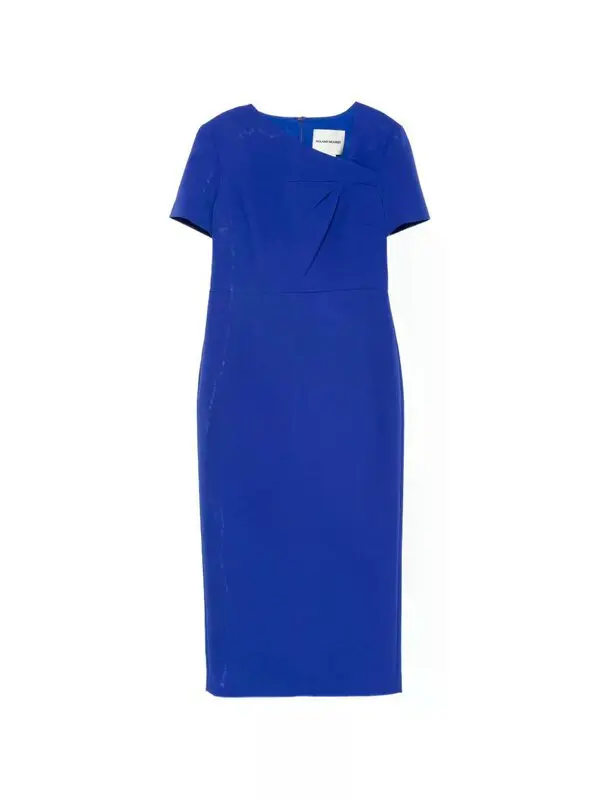 Roland Mouret Asymmetric Pleated Midi Dress - Blue