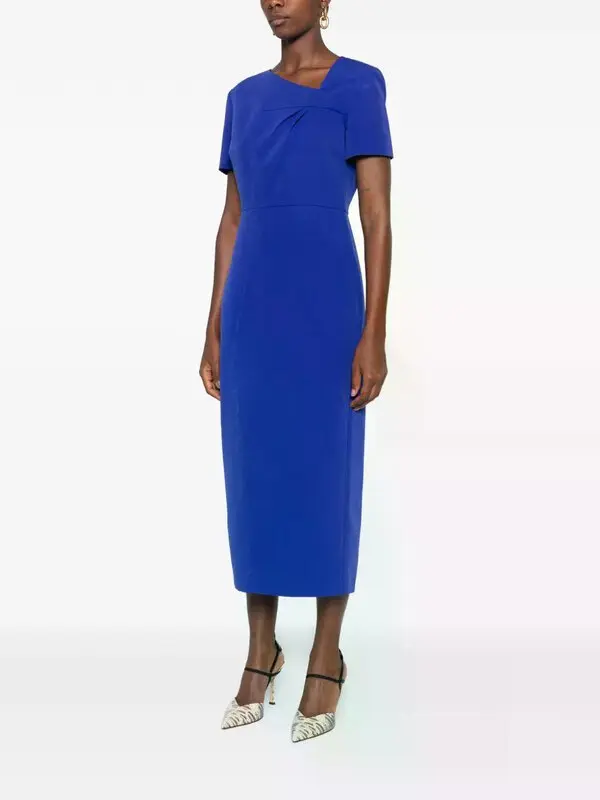 Roland Mouret Asymmetric Pleated Midi Dress