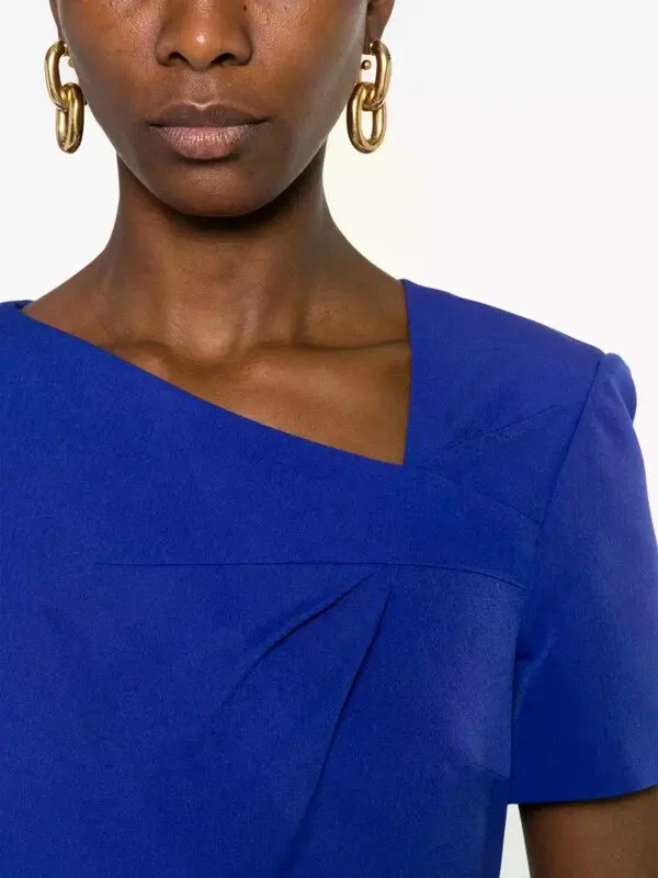 Roland Mouret Asymmetric Pleated Midi Dress