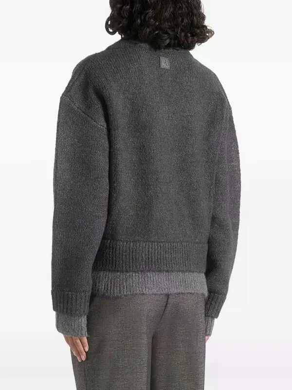 Manière De Voir Jacques In Charcoal Double-layer Wool-blend V-neck Knit Jumper