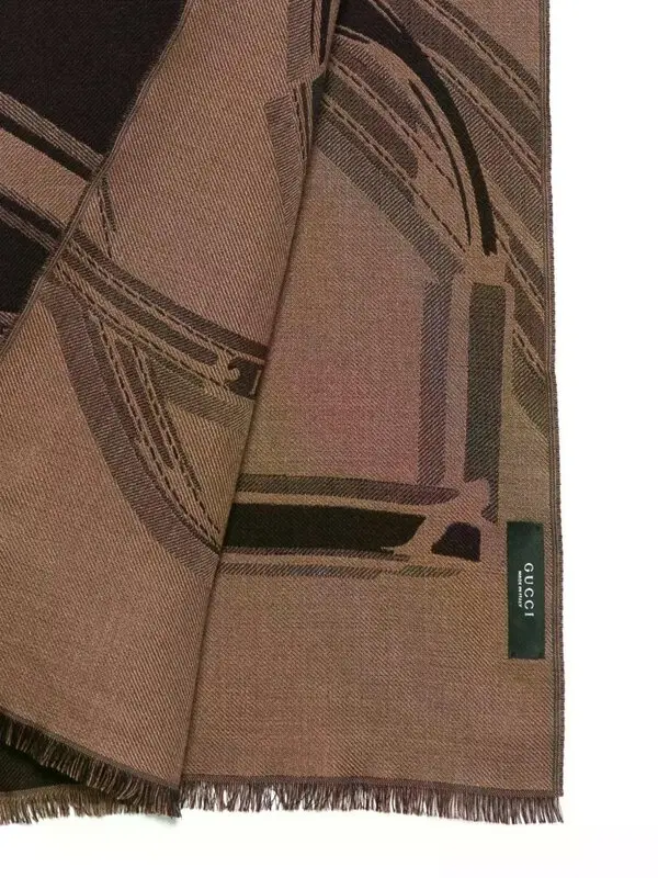 Gucci Equestrian-print Frayed Scarf