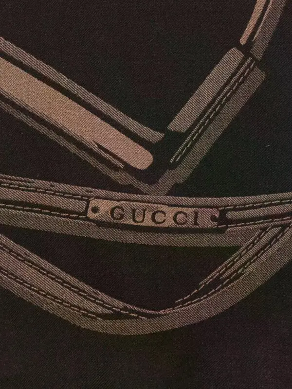 Gucci Equestrian-print Frayed Scarf