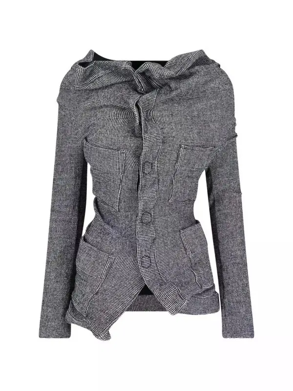 Junya Watanabe Draped Houndstooth Jacket - Grey