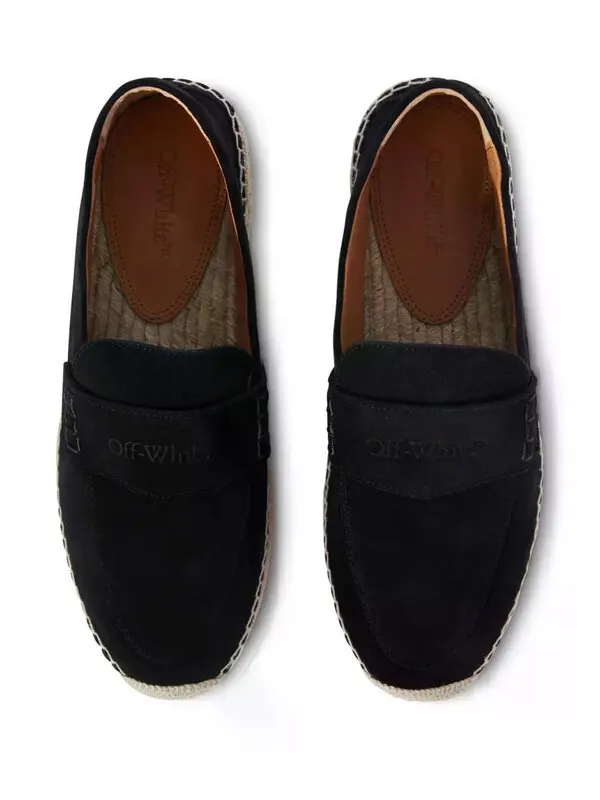 Off-White Bidarette Logo-print Suede Espadrilles - Black