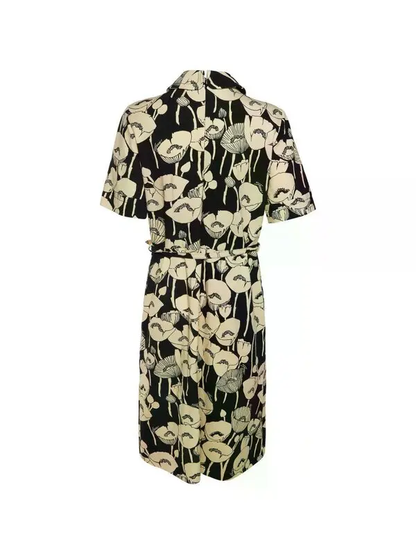 Gucci Poppy-print Belted Midi Dress