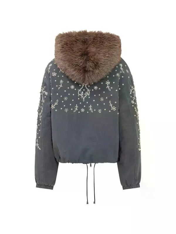 NOVELLE Embroidered Faux-fur-trim Jacket