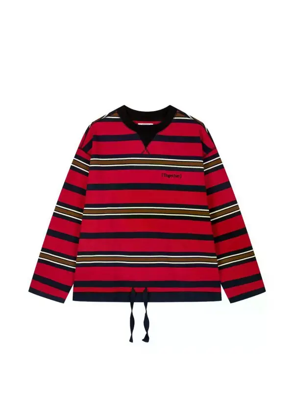 STUDIO TOMBOY Adjustable-hem Striped Sweatshirt
