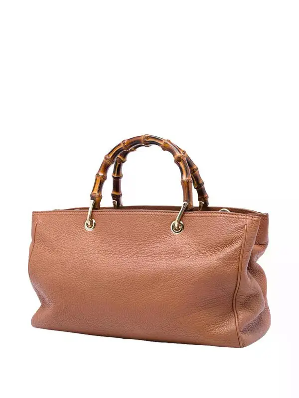 Gucci 2016-2026 Medium Calfskin Bamboo Shopper Satchel - Brown