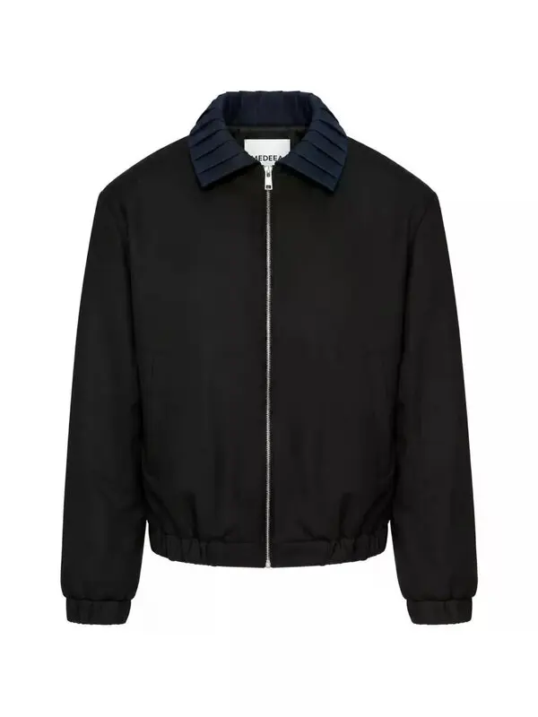 MEDEEA Pleated-collar Bomber Jacket - Black