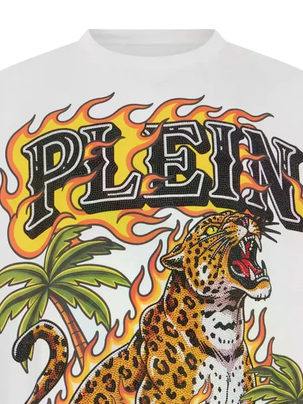 Philipp Plein Leopard-print Rhinestone-embellished T-shirt