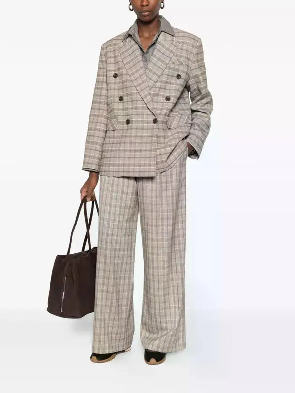 ELEH Check Pleated Trousers - Neutrals