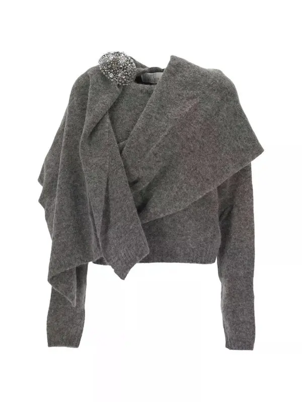 Giuseppe Di Morabito Crystal-embellished Draped Sweater - Grey