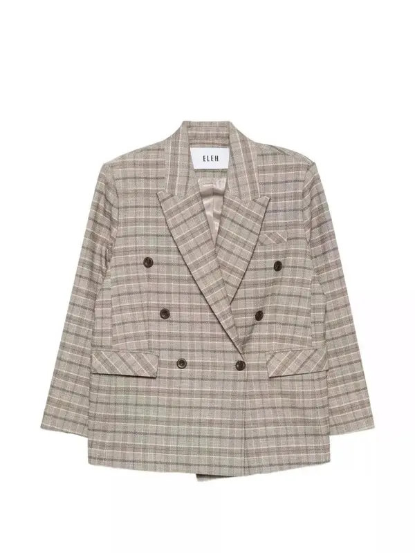 ELEH Check Double-breasted Blazer - Neutrals