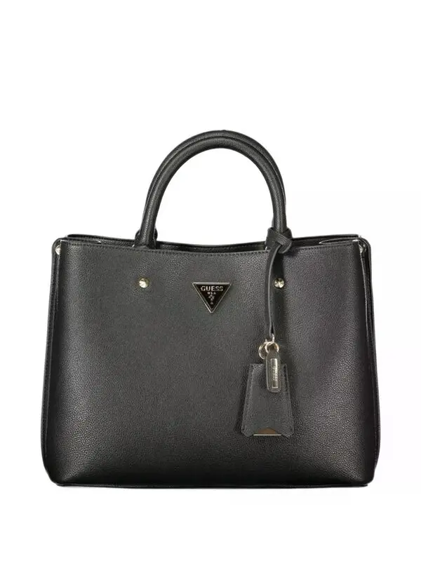 Guess Logo-plaque Pebbled Tote Bag - Black