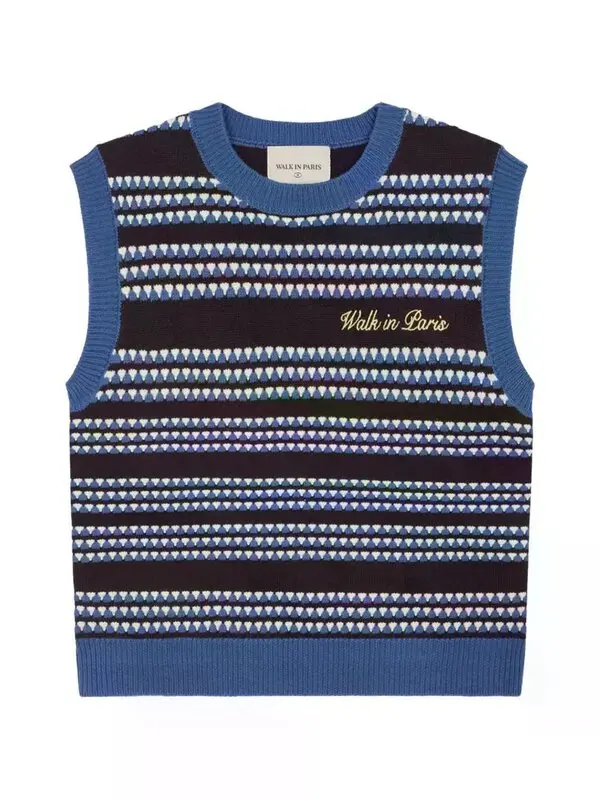 WALK IN PARIS Striped Sleeveless Sweater