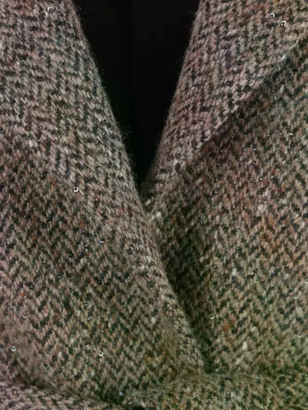 Kiton Herringbone-pattern Belted Single-breasted Coat