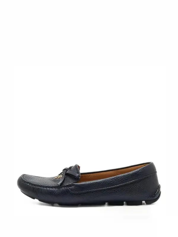 Prada Vitello Daino Bow Loafers - Blue