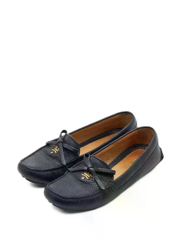 Prada Vitello Daino Bow Loafers