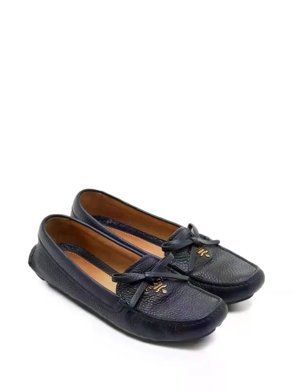 Prada Vitello Daino Bow Loafers