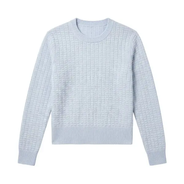 BRODIE CASHMERE Ethereal Stitch Crew Mist - Blue