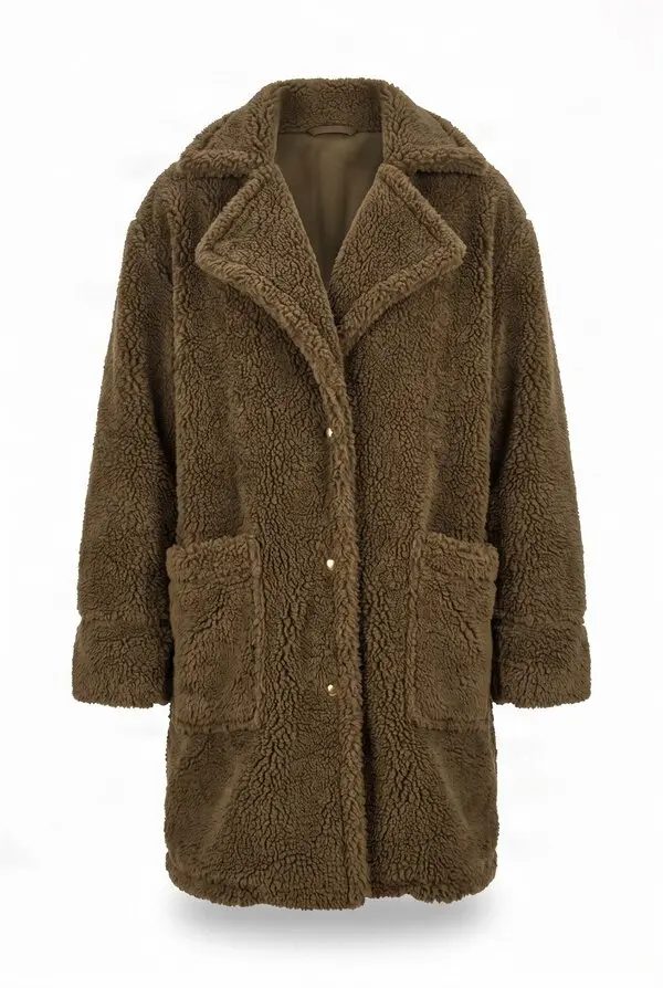 KOMODO Domini Recycled Fleece Trench Coat - Brown