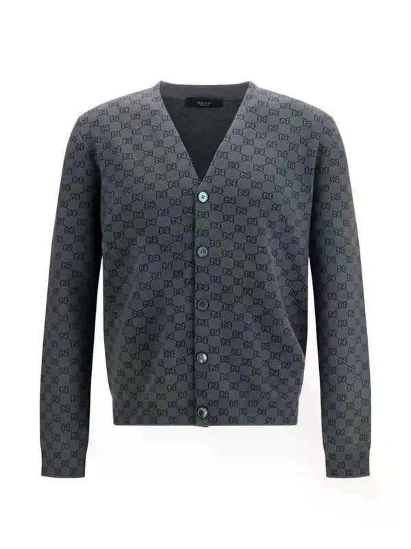 Gucci Monogram-pattern Cardigan - Grey