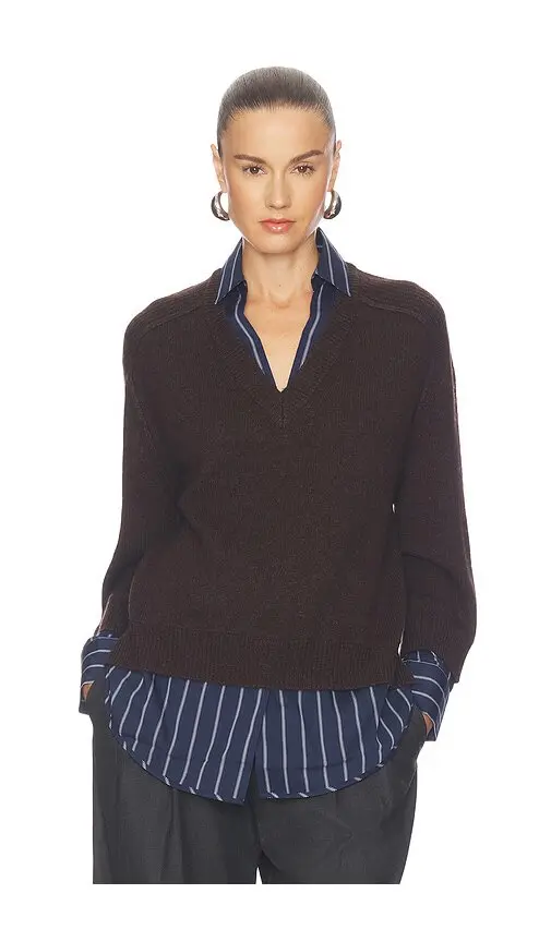 Brochu Walker V-neck Printed Layered Pullover Sweater - Multi