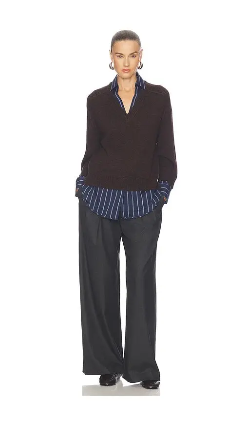 Brochu Walker V-neck Printed Layered Pullover Sweater