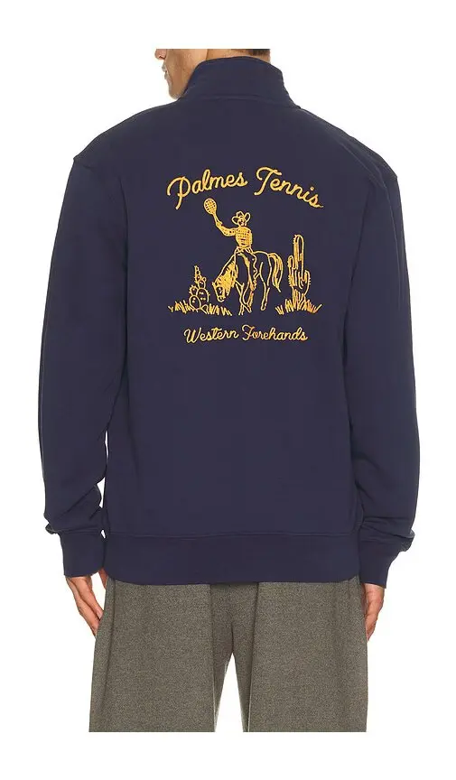 PALMES Western Quarter-zip Sweatshirt - Blue