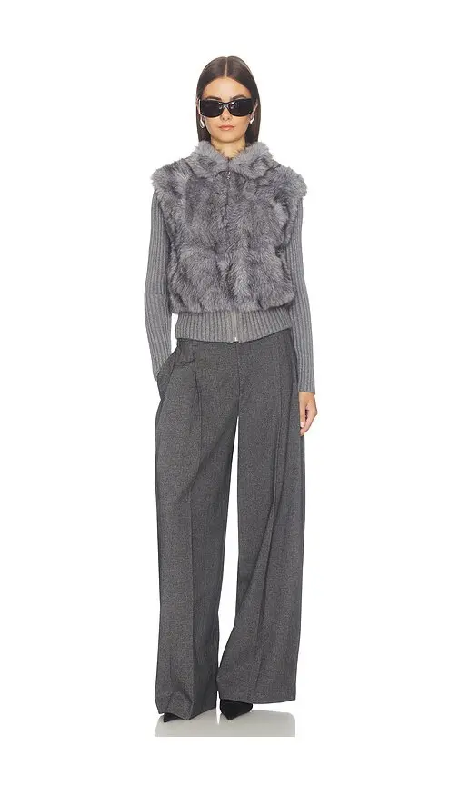 Source Unknown Meti Eco Fur Zip Cardigan