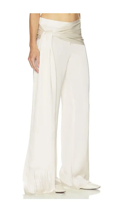 HELSA Satin Pants With Tie And Fringe