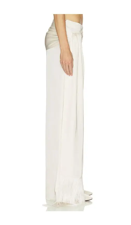 HELSA Satin Pants With Tie And Fringe