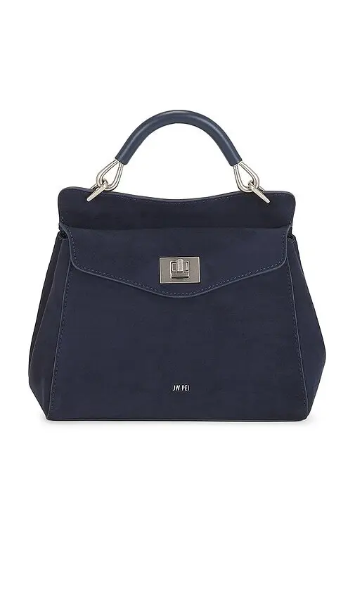 Jw Pei Lucia Classic Faux Suede Top Handle Bag - Navy