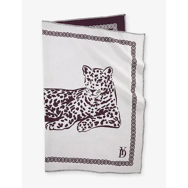 YVES DELORME Léopard Merino-wool Throw - Prune