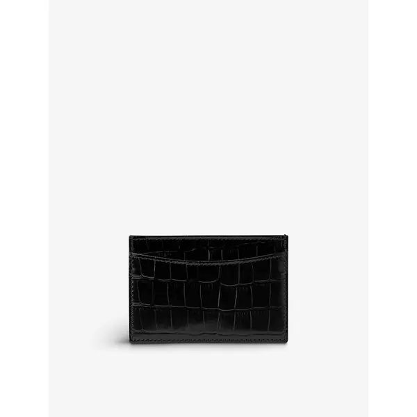 Whistles Branded Croc-embossed Shiny Leather Card Holder