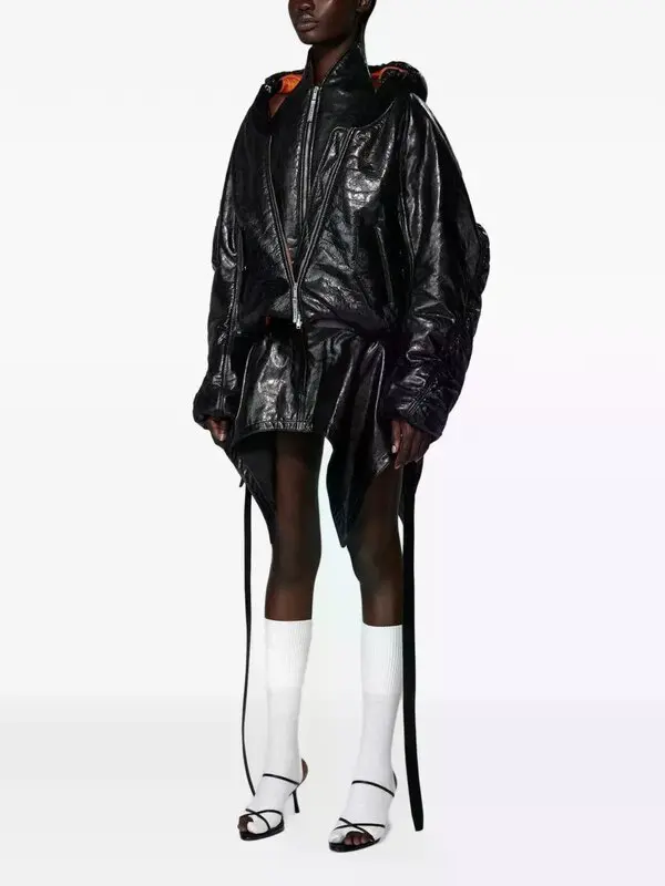 SRVC STUDIO Serpentine Asymmetric Leather Skirt