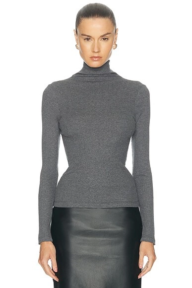Enza Costa Cashmere Rib Turtleneck Top