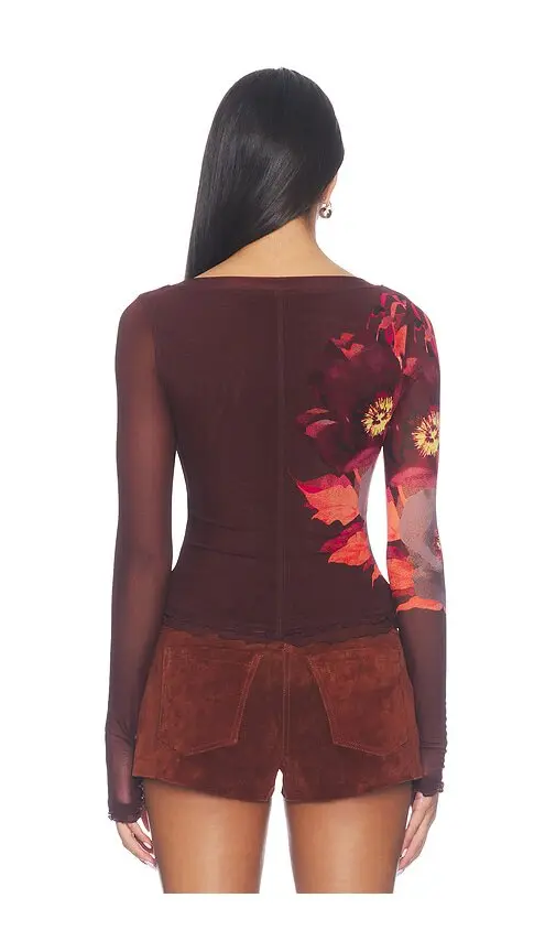 Free People Lilly Printed Long Sleeve Tee