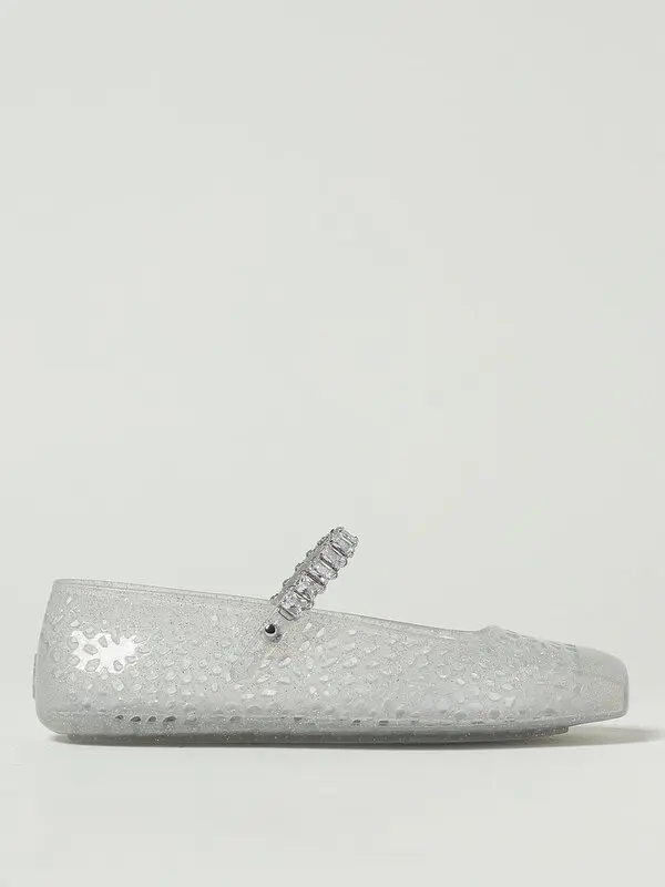 JIMMY CHOO The Jelly Mary Jane Flats In Perforated Pvc With Crystals - Silver